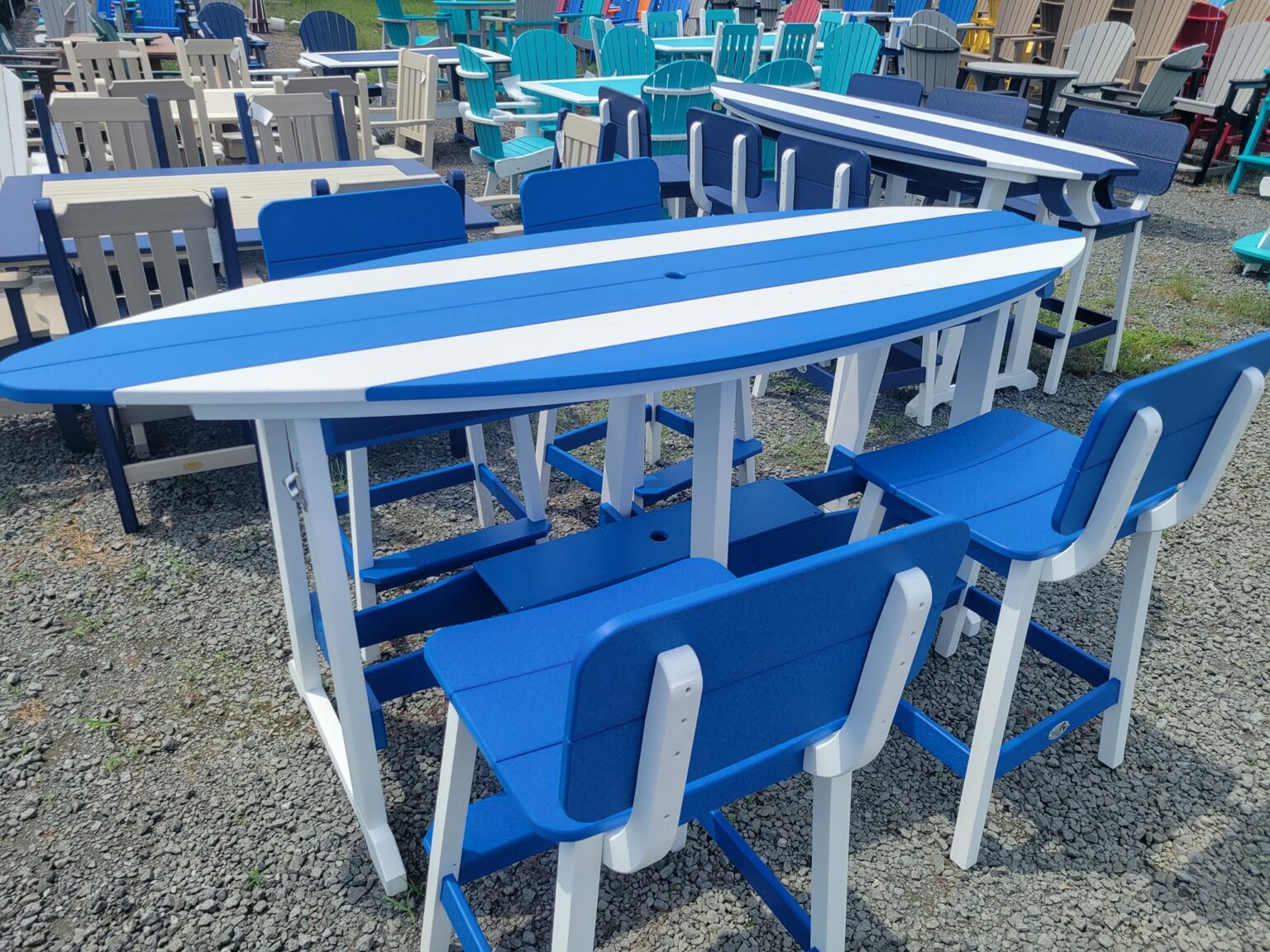 Poly Surfboard Bar Set Outdoor Furniture - Woodland Amish Products